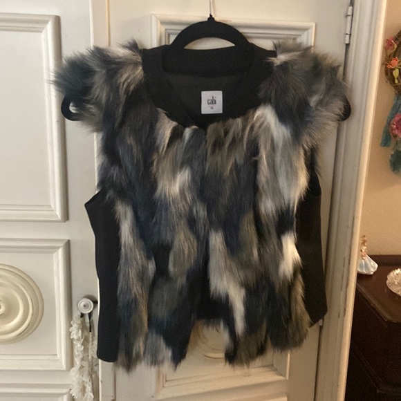 CAbi | Jackets & Coats | Never Worn Cabi Fake Fur Vest Multi Color ...